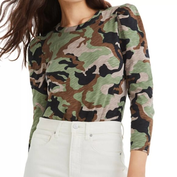 Veronica Beard | Tops | Nwot Veronica Beard Porter Puff Sleeve Camo Tee ...